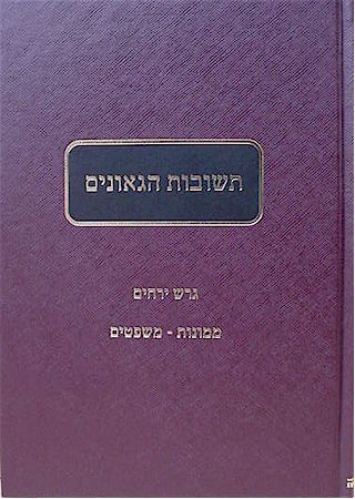 Tshuvot HaGeonim - Geresh Yerechim : Dinei Mamonot & Mishpatim ...